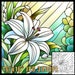 White Lily Flower Stained Glass Style Print, Download Digital Art, 2 ...