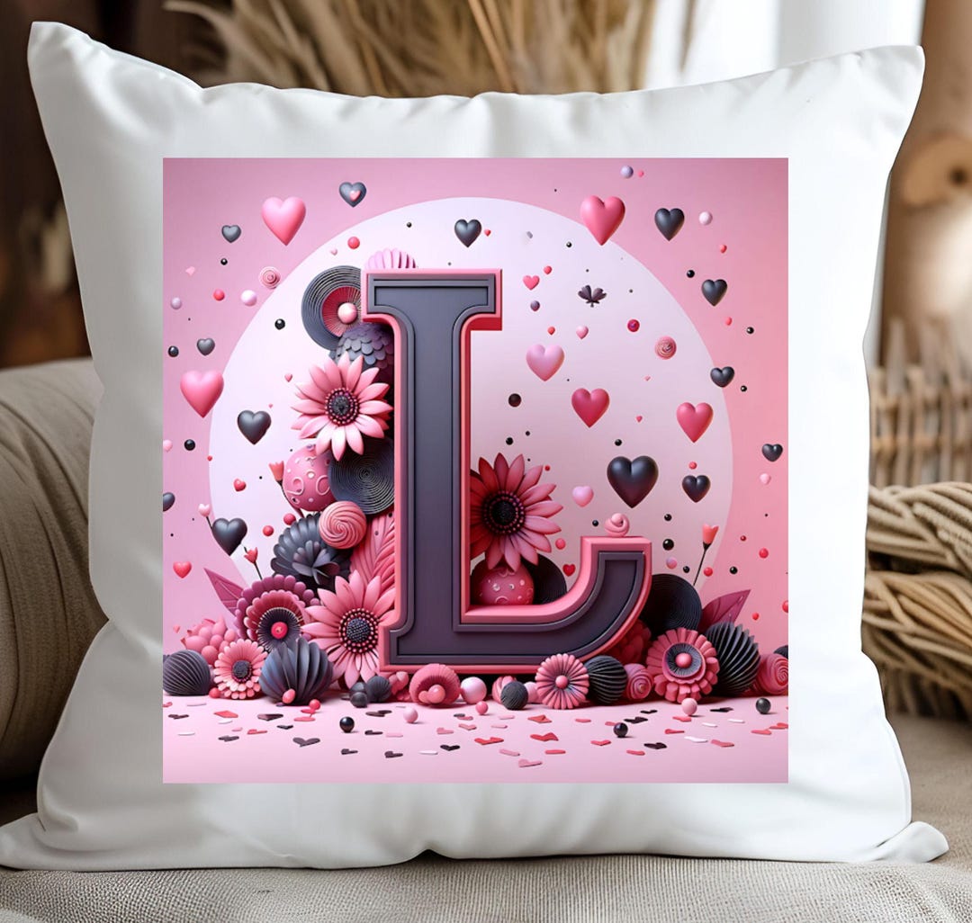 3D Heart English Letter L With Flowers, Valentine's Design Download ...