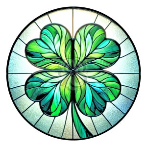 Lucky Clover Stained Glass Style Prints, Download Digital Art ...