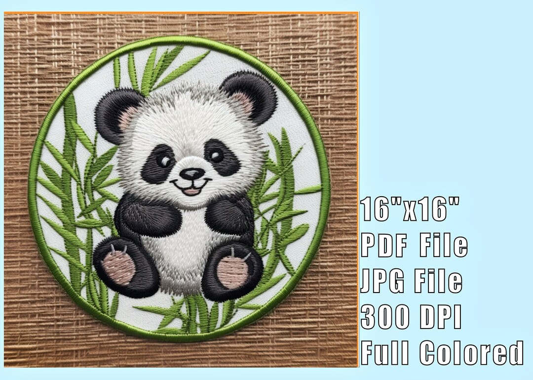 Cute Panda Embroidery Pattern Print DIY Hand Embroidery JPG & PDF ...