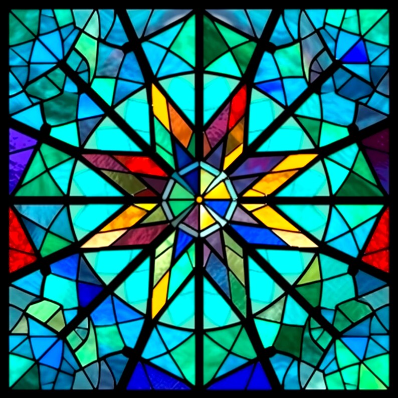Mandala Stained Glass Pattern Prints Download Digital Art - Etsy