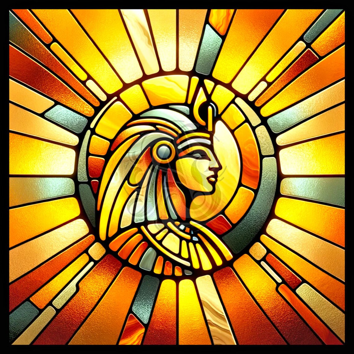 Egyptian God Ra Stained Glass Pattern Print, Download Digital Art, up ...