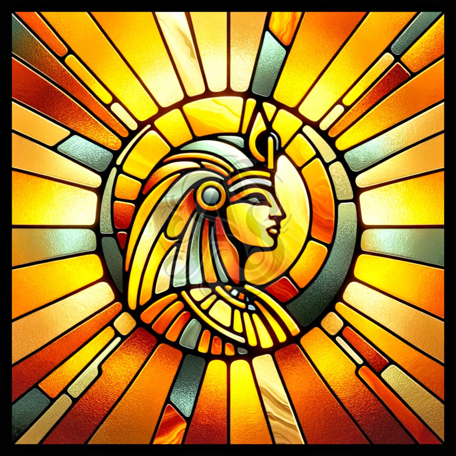 Egyptian God Ra Stained Glass Pattern Print, Download Digital Art, up ...