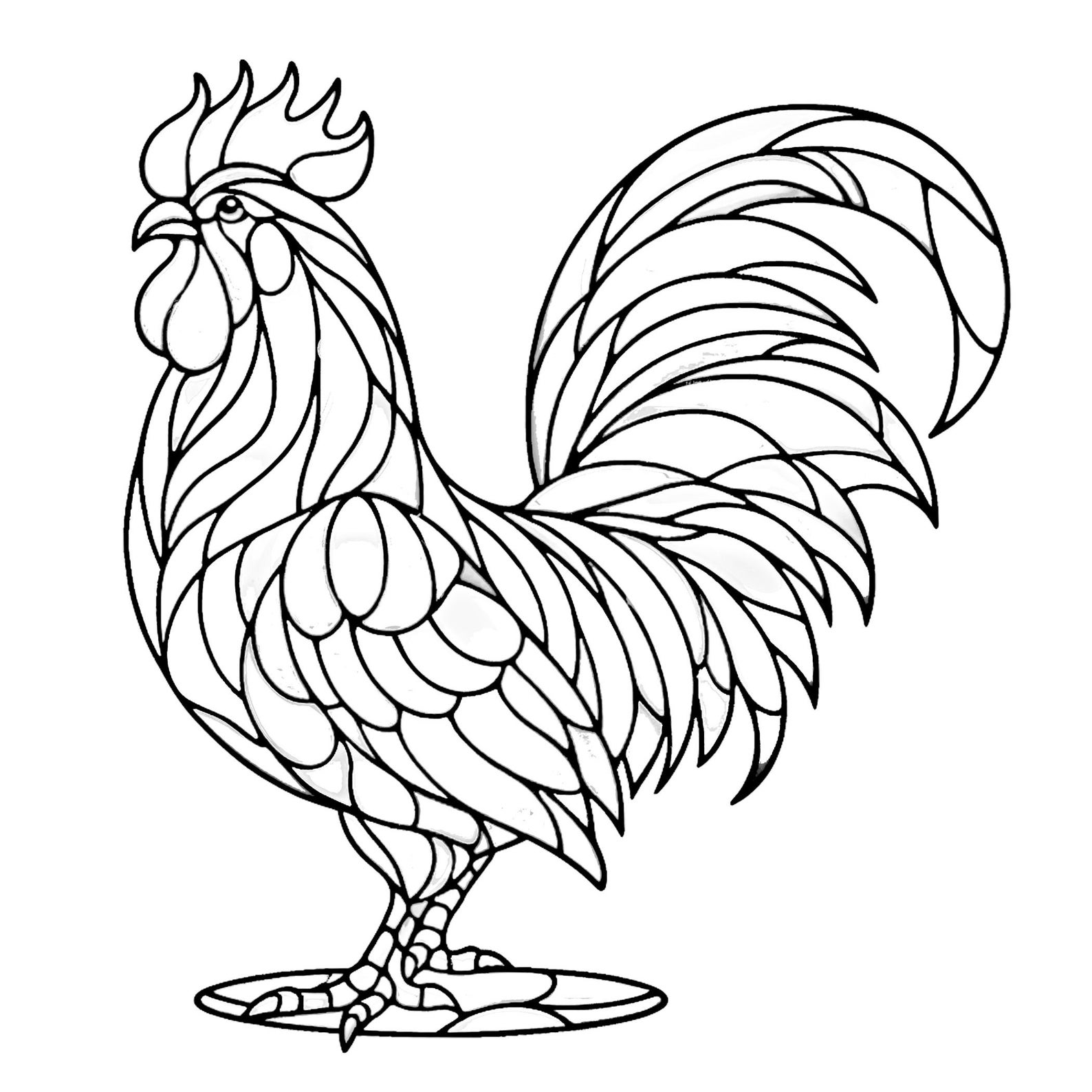 Colorful Rooster Stained Glass Style Print, Download Digital Wall Art ...