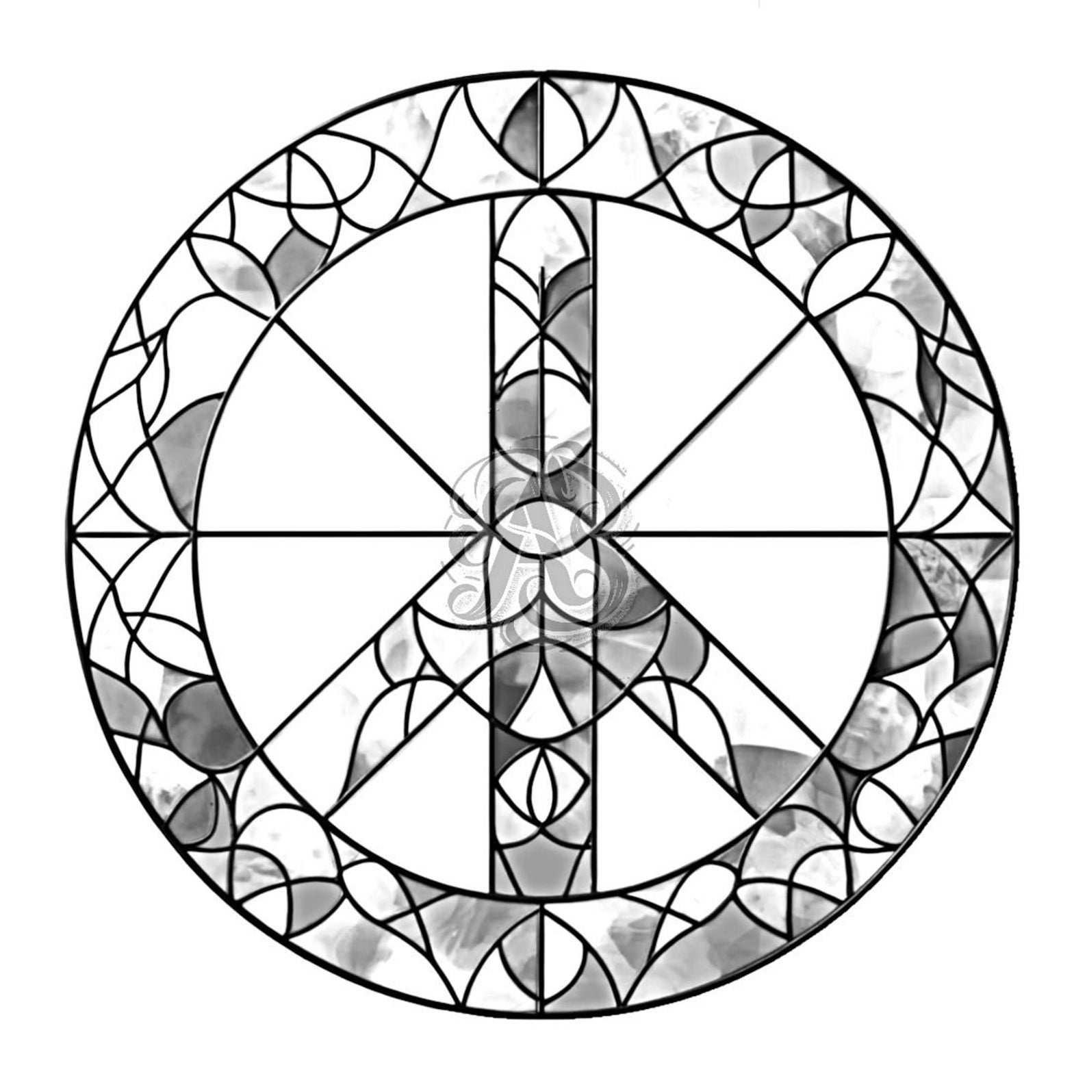 Colorful Peace Symbol Stained Glass Pattern Print, Download Digital Art ...