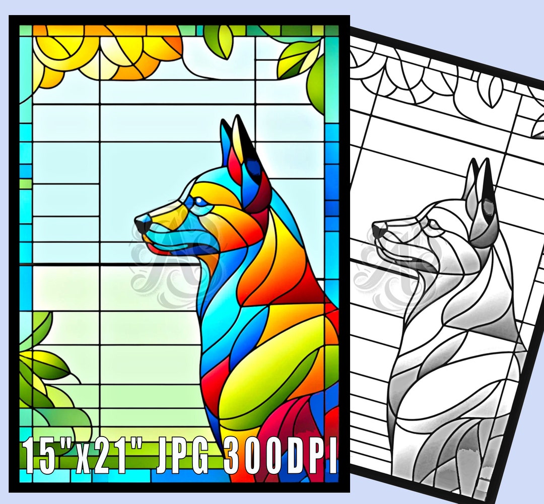 German Shepherd Stained Glass Pattern Print, Download Digital Art ...