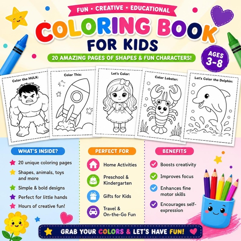 Kids Coloring Book Bundle | Printable Coloring Pages for Toddlers ...