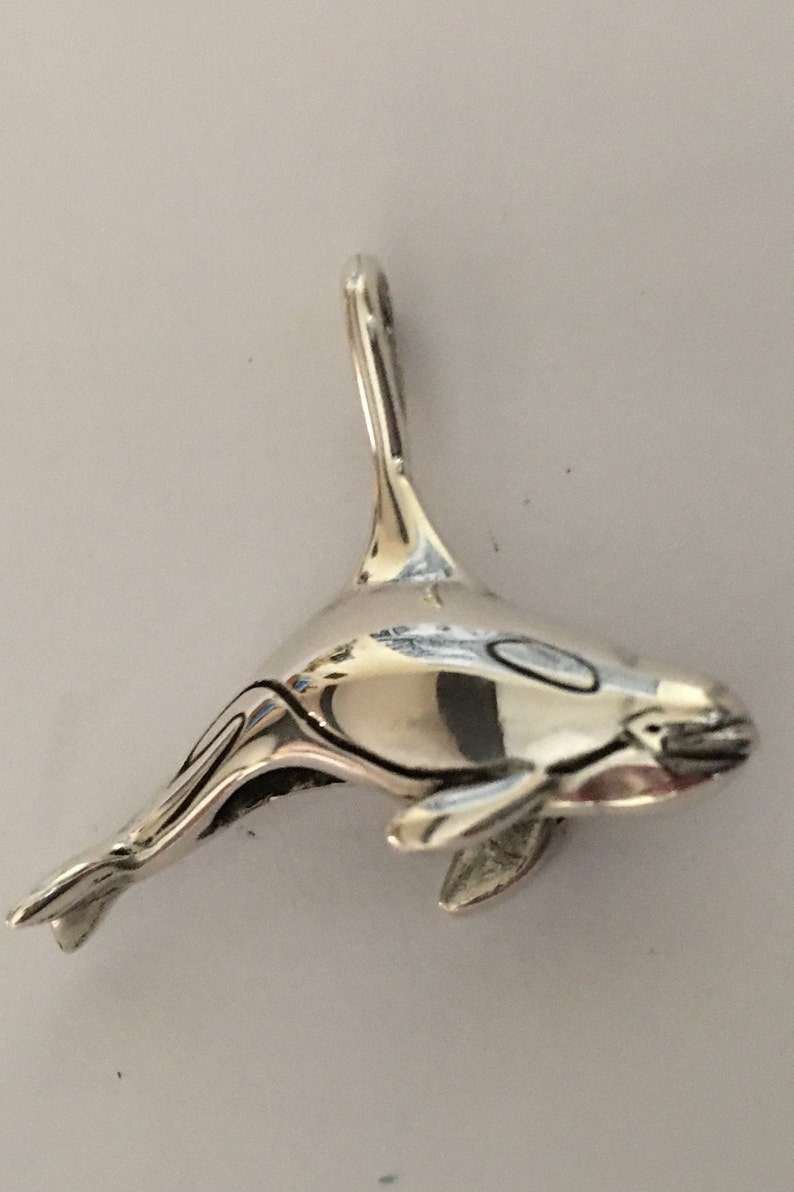 MEDIUM ORCA PENDANT Sterling Silver Whale Necklace Orca | Etsy