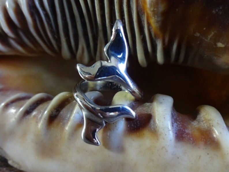 Sterling Silver Double Whale Tail Ring, Adjustable Fluke Jewelry - Etsy