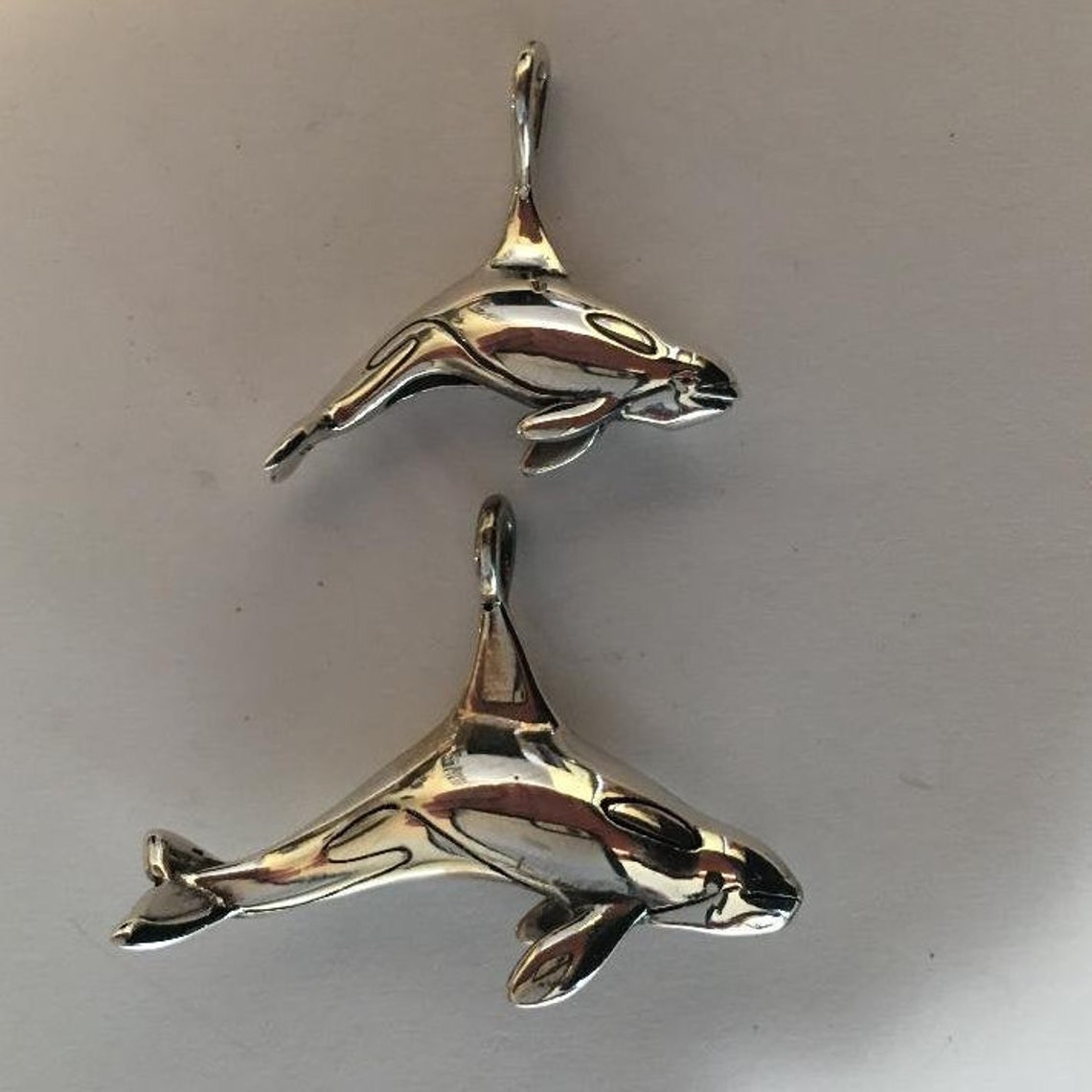 MEDIUM ORCA PENDANT Sterling Silver Whale Necklace Orca | Etsy