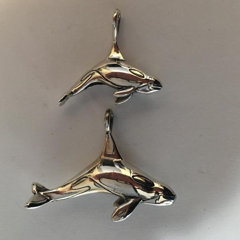 MEDIUM ORCA PENDANT Sterling Silver Whale Necklace Orca - Etsy