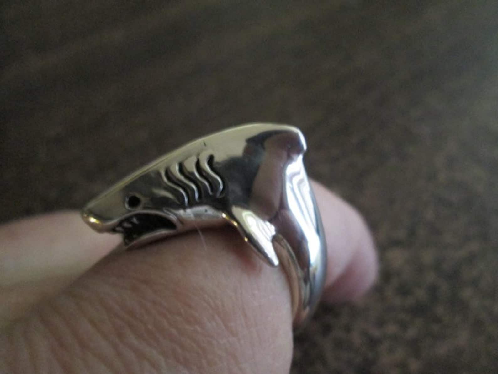 Great White SHARK RING Adjustable Sizes 7-12 Shark Jewelry | Etsy