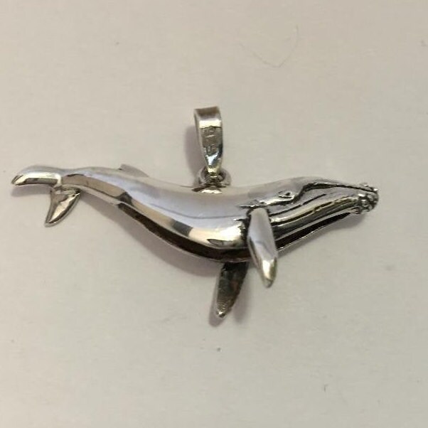 Sterling Silver Medium Humpback WHALE PENDANT, Whalejewelry ...