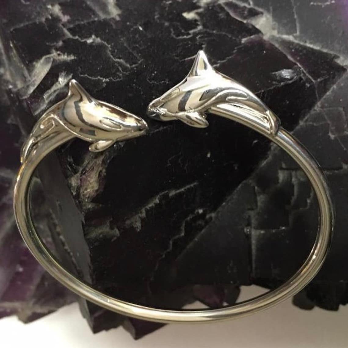 LARGE ORCA BRACELET on Flex Band, Orca Jewelry, Orca, Killer Whale ...