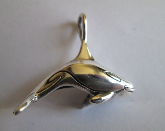 MEDIUM ORCA PENDANT Sterling Silver Whale Necklace Orca - Etsy
