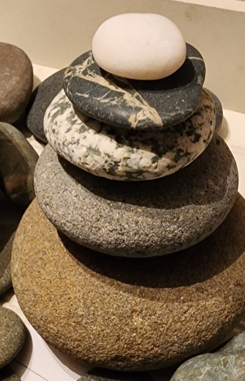Unique Beach Stone Stack 5 Natural Ocean Rocks Zen Garden Art Sculpture ...