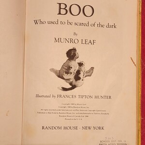 Boo (who Used to Be Scared of the Dark) by Munro Leaf Vintage Children ...
