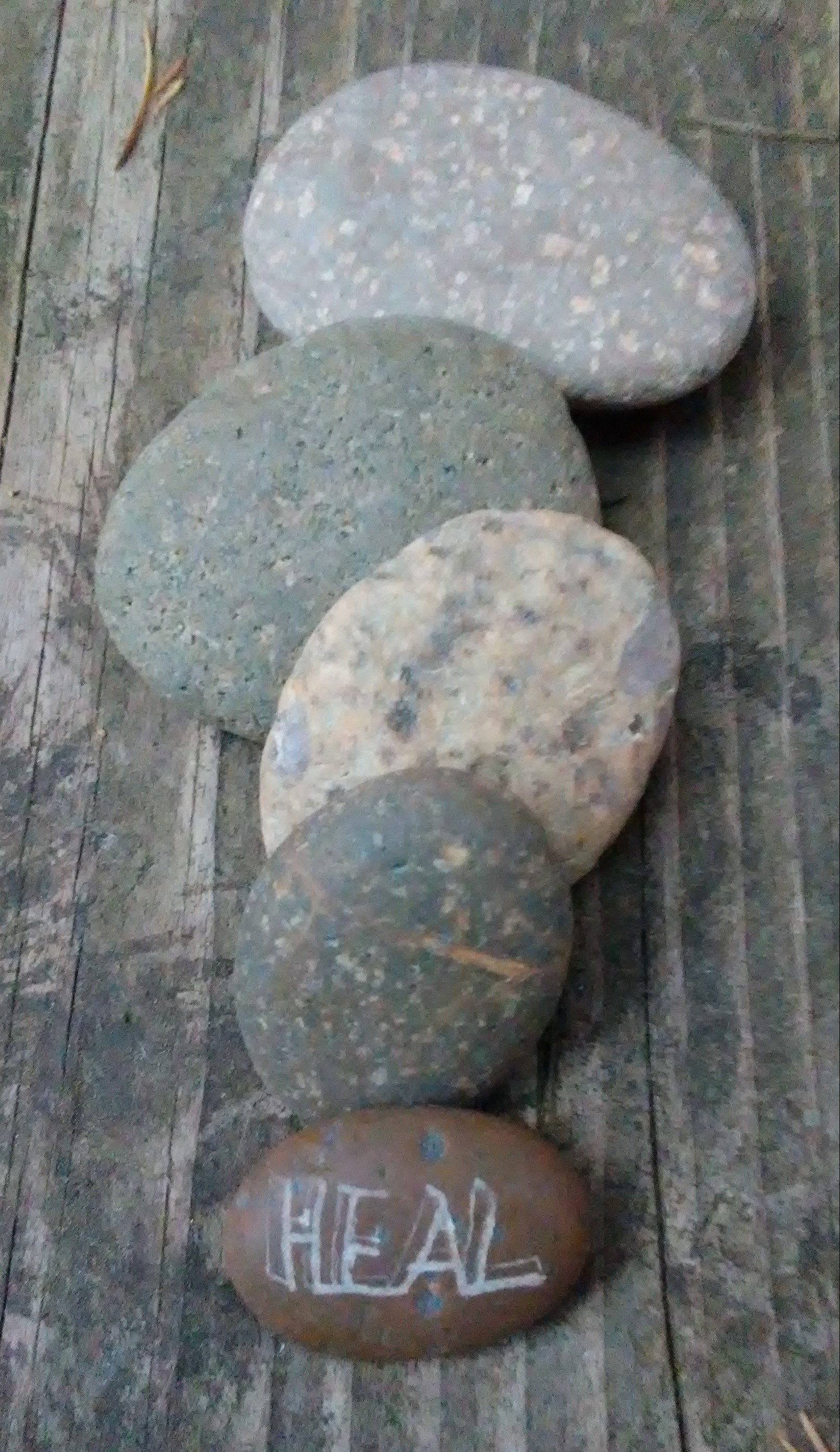 Beach Stone Stack with HEAL Stone 5 Natural Ocean Rocks Unique | Etsy