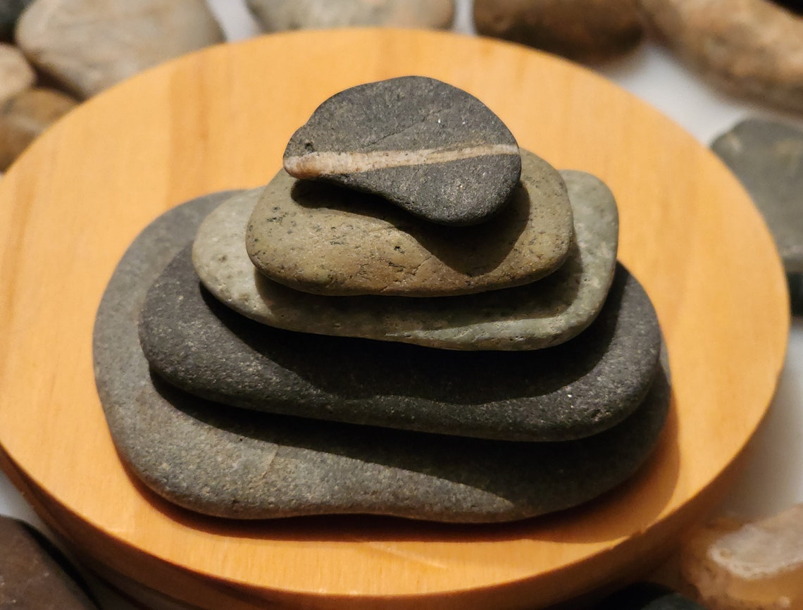Very Pretty Beach Stone Stack 7 Natural Ocean Rocks Sea Green Blue Grey ...