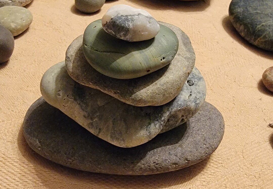 Lovely Beach Stone Stack With Lots of Green 5 Natural Ocean Rocks ...