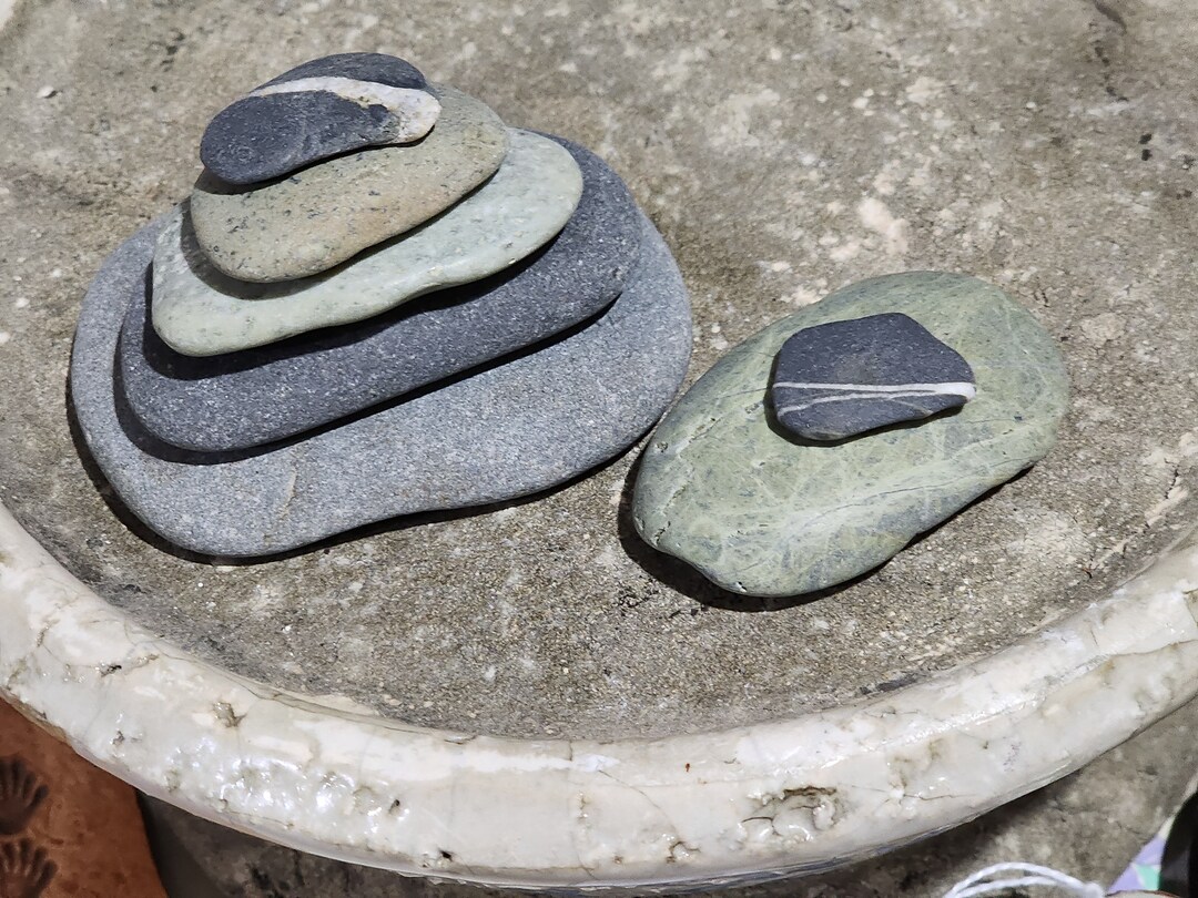 Very Pretty Beach Stone Stack 7 Natural Ocean Rocks Sea Green Blue Grey ...