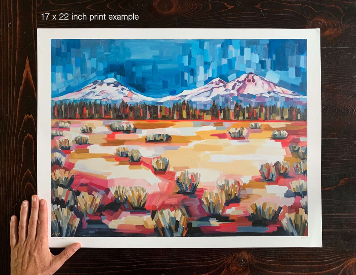Three Sisters Archival Ink Print of Central Oregon Landscape - Etsy