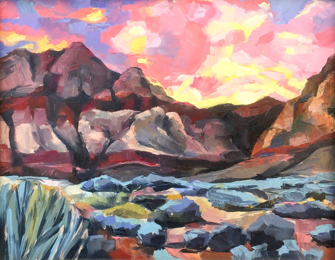 Red Rocks Fine Art Print of Nevada Landscape Oil Painting. | Etsy