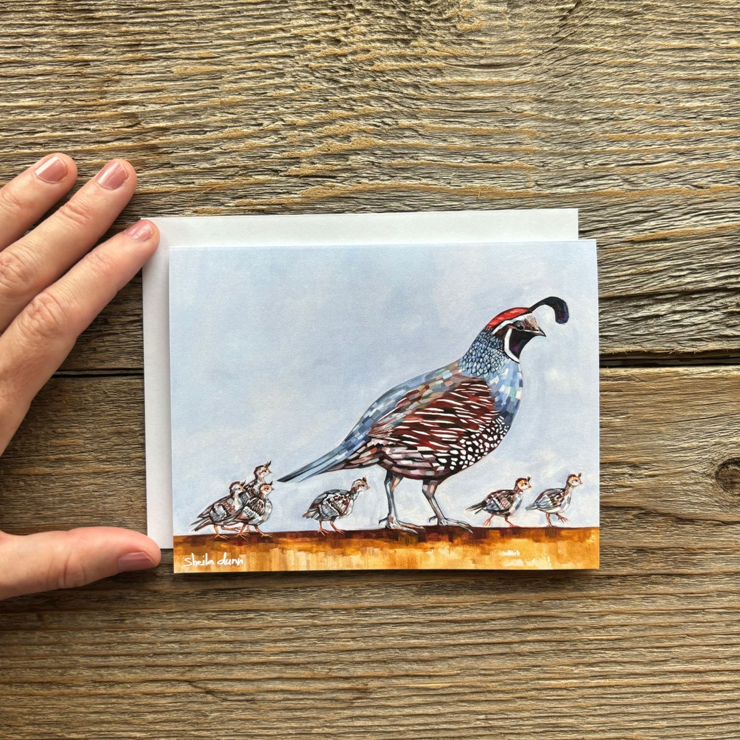 Greeting Card of Quail Family 2 Painting - Etsy
