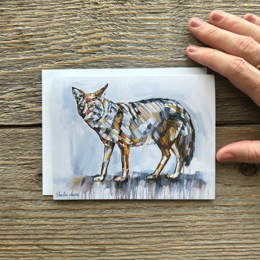 Greeting Card of Coyote Painting - Etsy