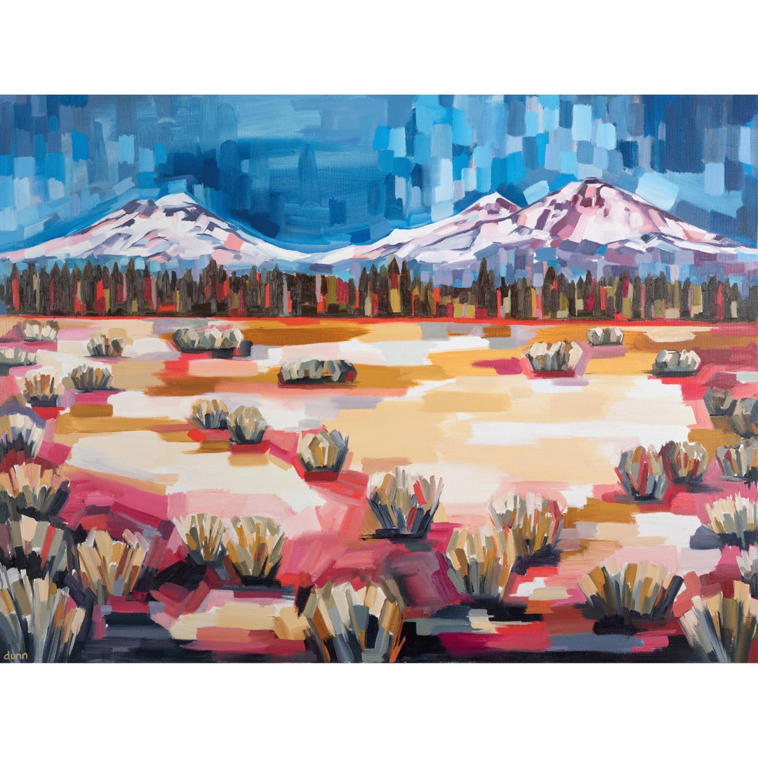 Three Sisters - Archival Ink Print of Central Oregon Landscape Painting ...