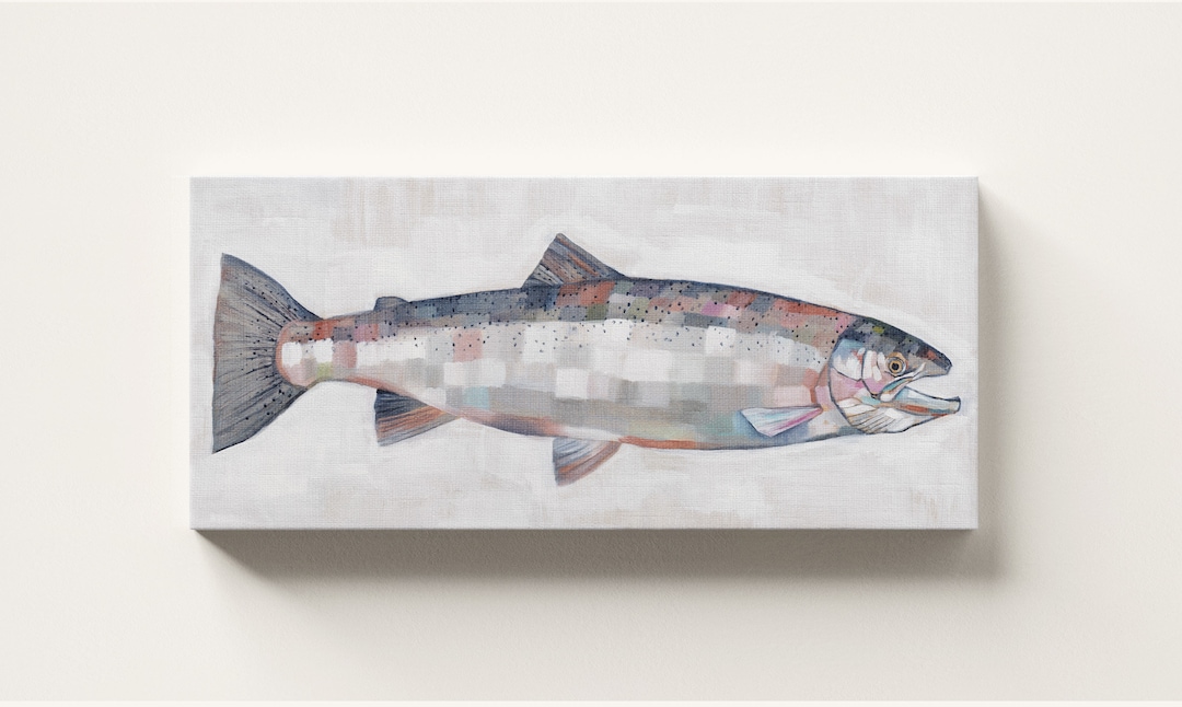 CANVAS WALL ART - Winter Steelhead Trout Archival Ink Print, Ready to ...