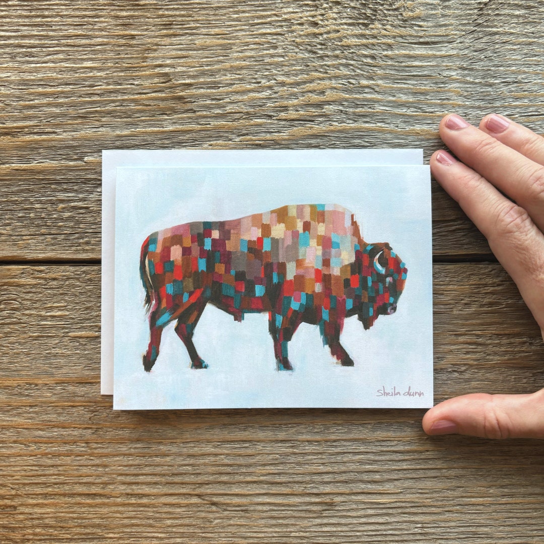 Greeting Card of Bend Cider Bison Painting - Etsy