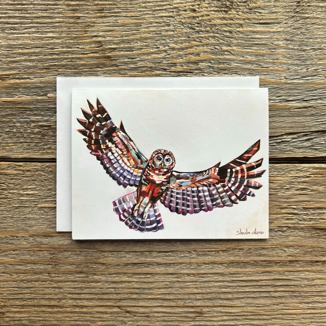 Greeting Card of Spotted Owl Oil Painting | Sheila Dunn Art | Blank ...