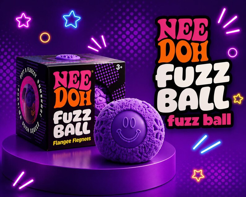 Nee Doh Fuzz Ball Squishy Stress Relief Toy Soft Sensory Fidget Ball ...
