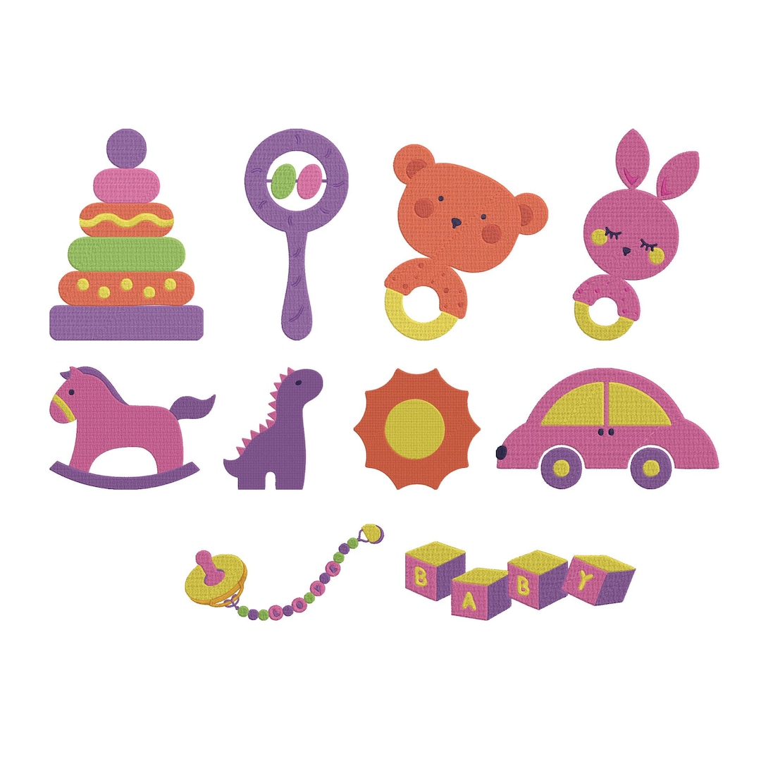 Baby Toys Embroidery Design Bundle, Machine Embroidery File, Instant ...