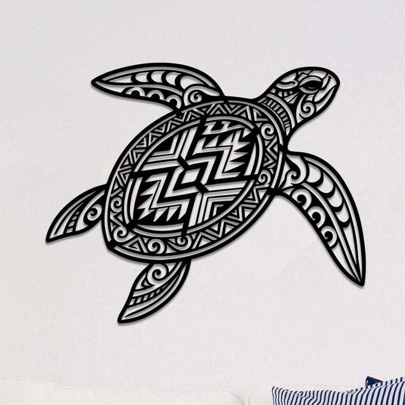 Sea Turtle Metal Wall Art, Tribal Turtle Metal Sign, Coastal Wall Decor ...