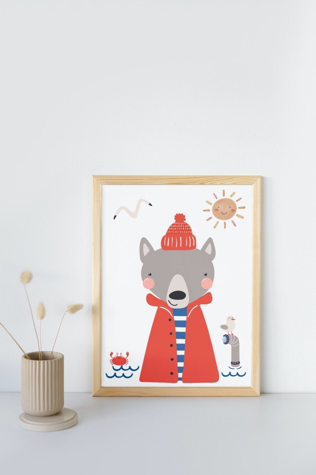 Little Salty Sea Wolf Digital Art Print, A4 Wall Art, Nautical Coastal ...
