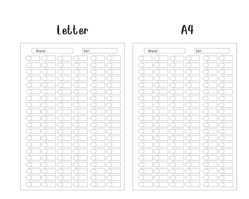 Printable Color Swatch Chart Bundle | Letter and A4 PDF Template100 ...