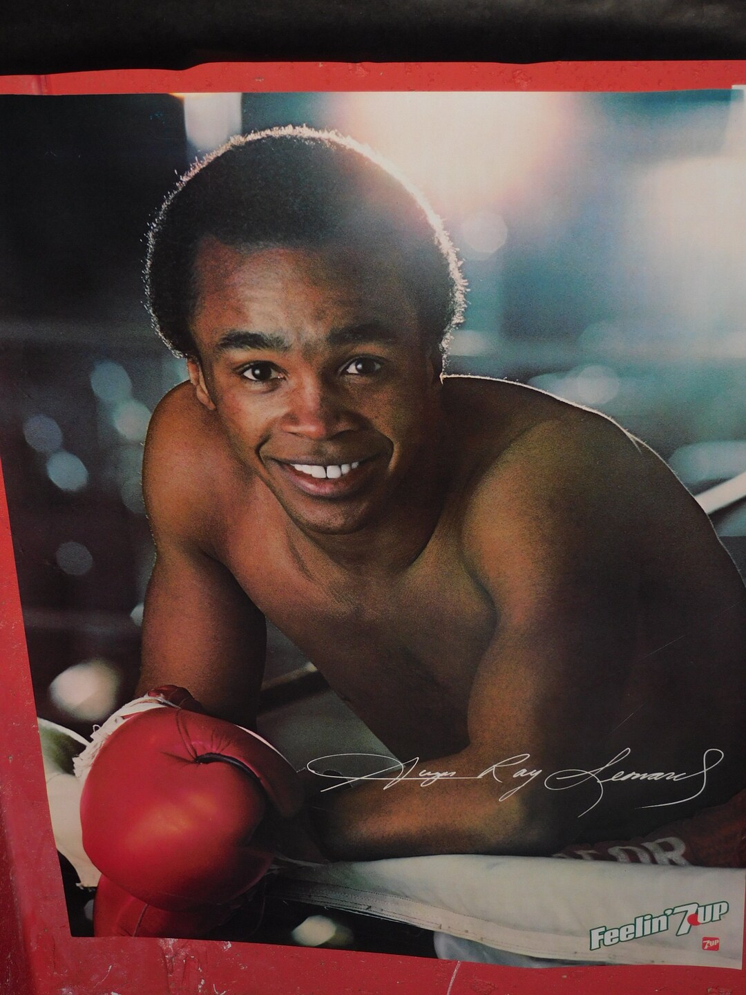 1980s Sugar Ray Leonard 7up Soda Promo Poster - Vintage 80s - Boxing ...