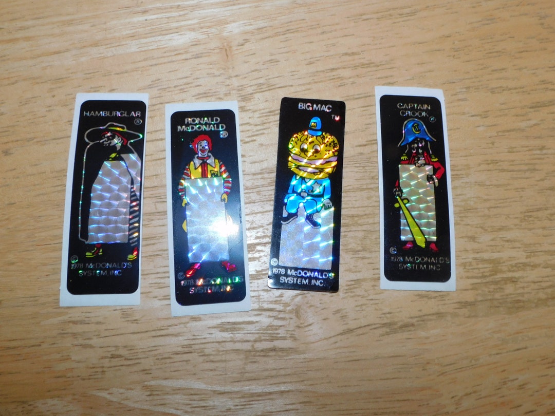 1978 Mcdonalds Prism Sticker Card Set - Hamburglar, Ronald, Big Mac ...