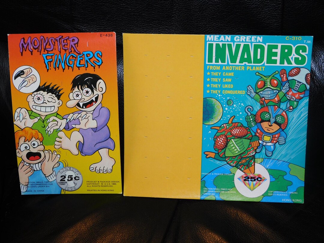 1989 / 1990 Gumball Toy Machine Display Header Signs - Monster Fingers ...
