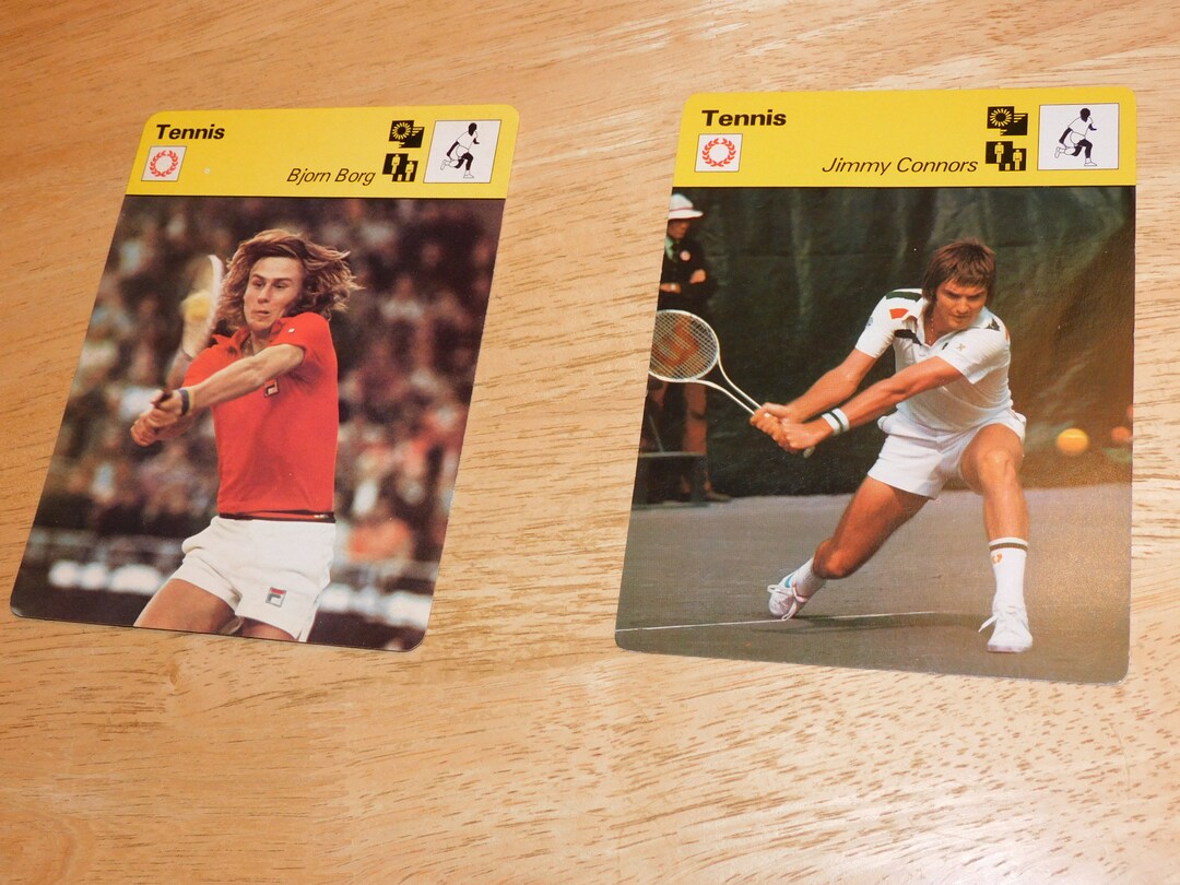 1977 Bjorn Borg & Jimmy Connors Jumbo Size Tennis Trading Cards ...
