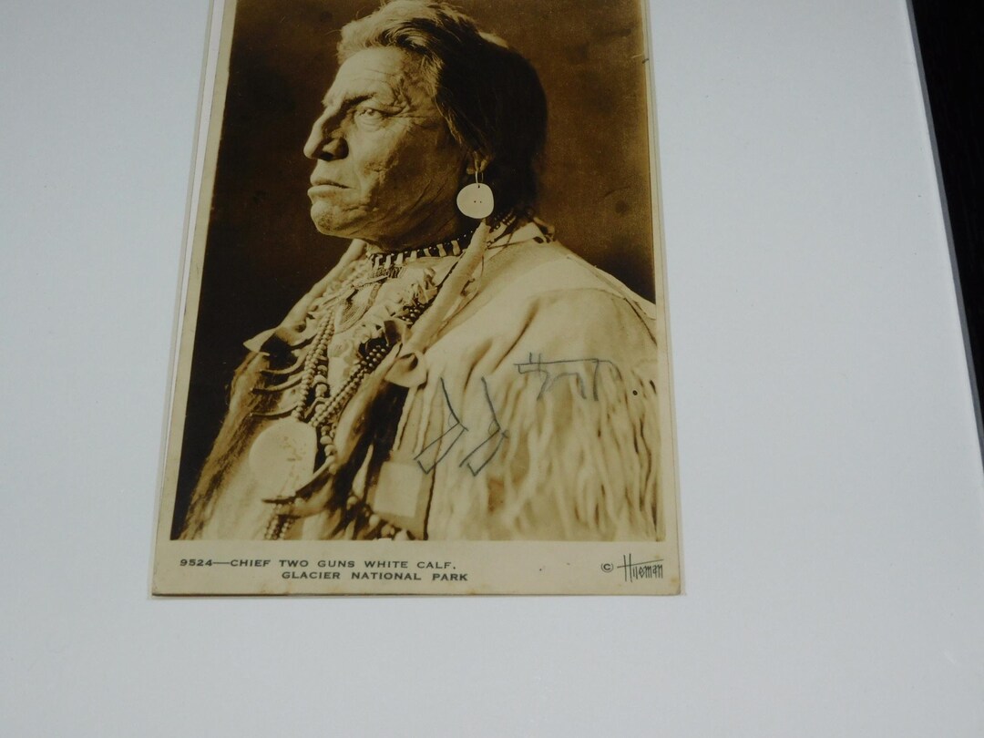 Signed Chief Two Guns White Calf Photo Postcard - Buffalo Nickel ...