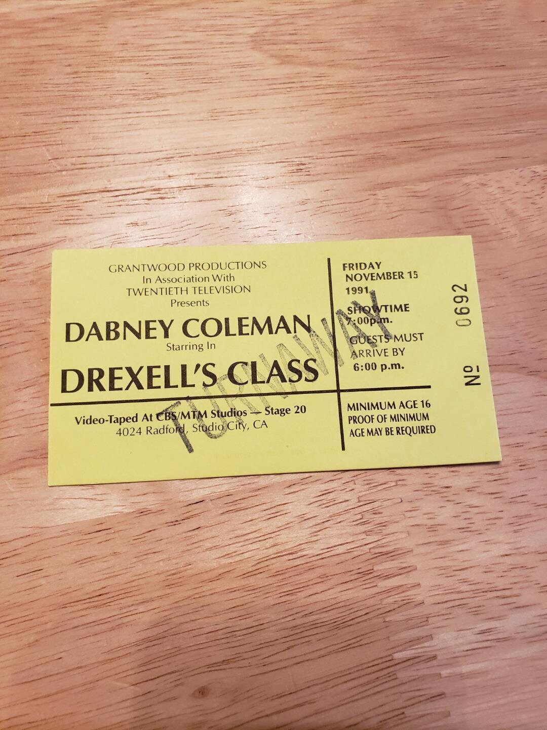 1991 Drexell's Class Tv Show Ticket - Brittany Murphy, Jason Biggs ...