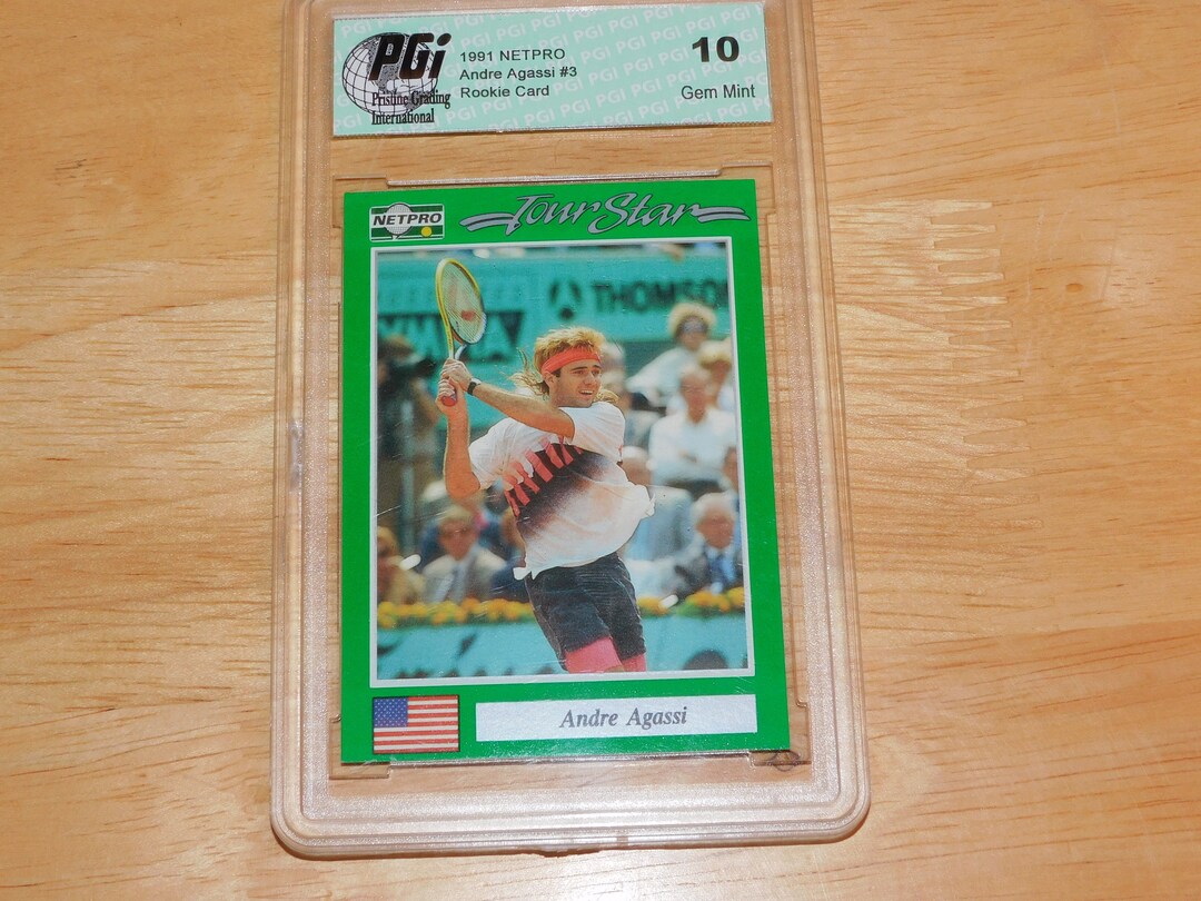 GEM MINT 10 Andre Agassi Rookie Card RARE 1991 Netpro Tennis Superstar ...