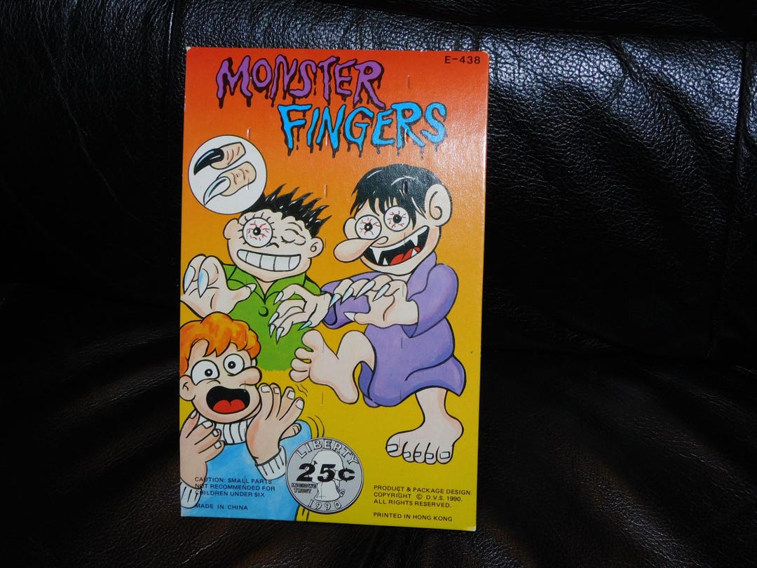 1990 Monster Fingers Gumball Horror Toy Vending Machine Sign / Header ...