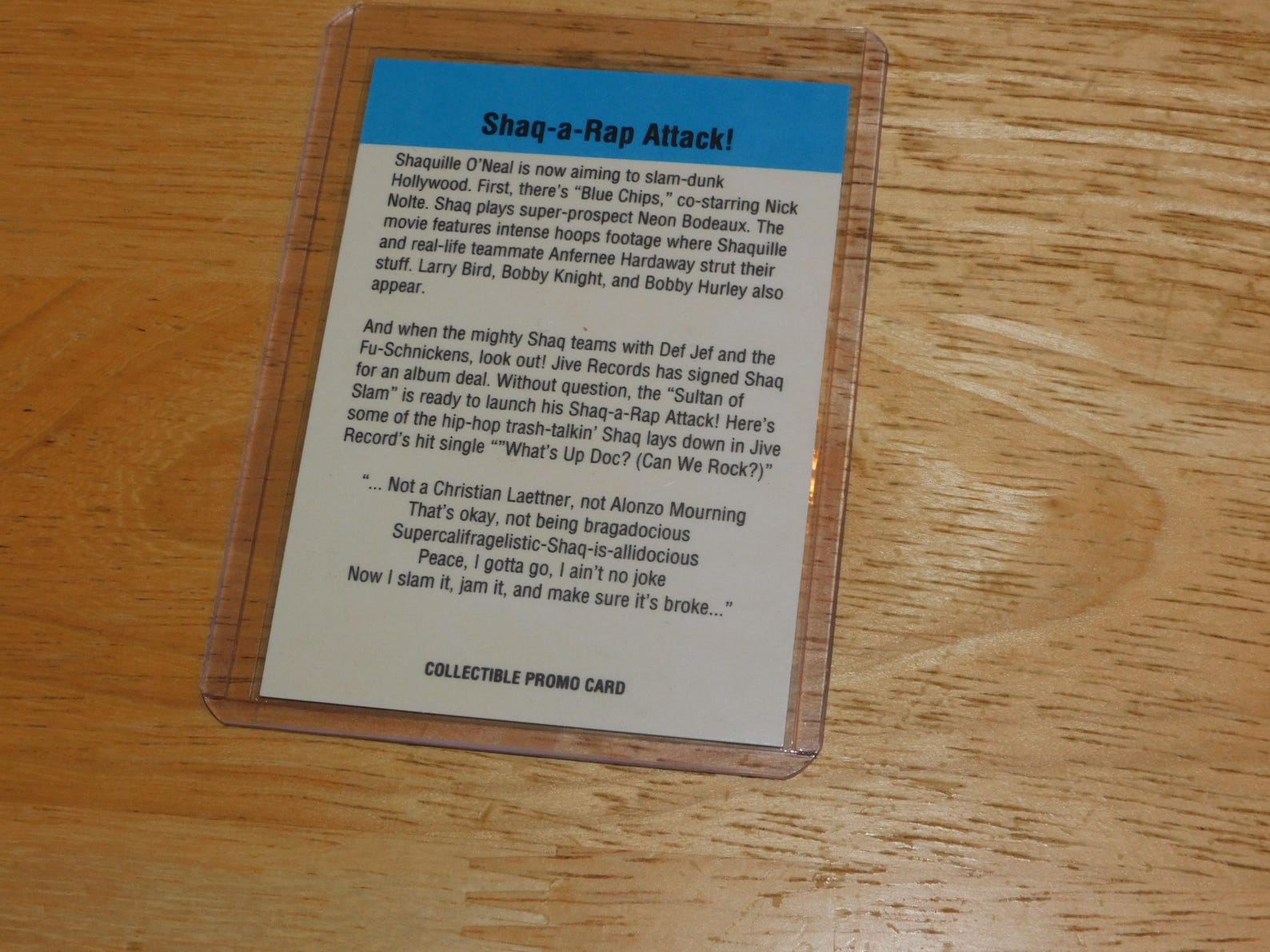 Shaq Rap Attack! 90's Gold Foil Signature Promo Card - Orlando Magic ...
