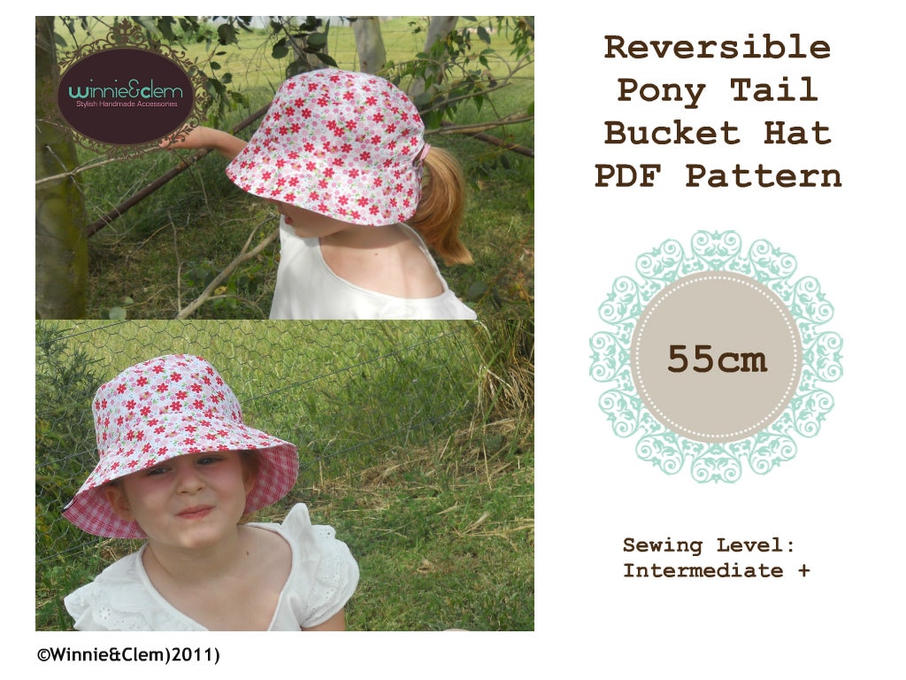 Pony Tail Bucket Hat PDF Sewing Pattern - 55cm - Etsy