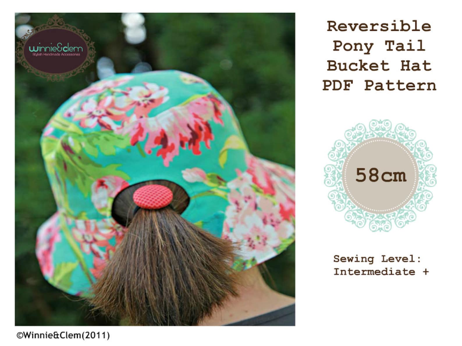Pony Tail Bucket Hat PDF Sewing Pattern - 58cm - Etsy