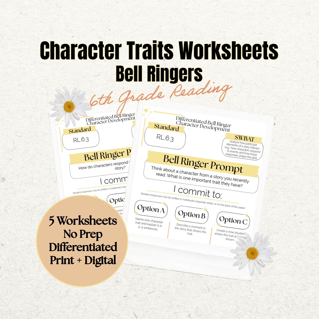Character Traits Worksheets | Character Development Activities | 6th ...